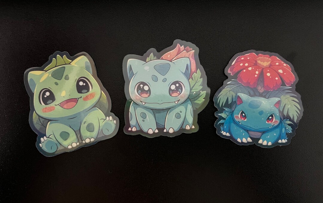 Pokémon First Gen Starters, Holographic Stickers - Etsy