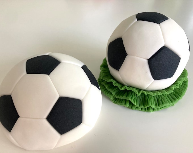 Fondant Caketopper Football Ball Ball With Grass Cake Decoration Half ...