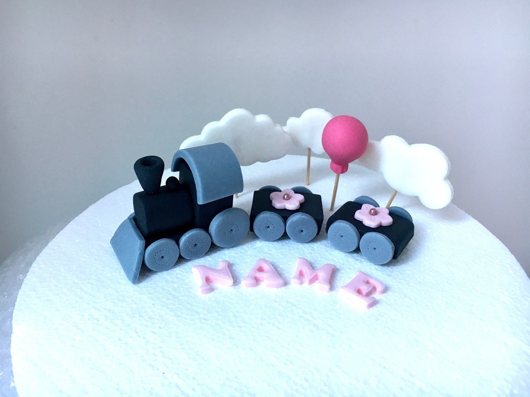 Fondant Cake Topper Railway Locomotive Train Color Selectable Baby ...