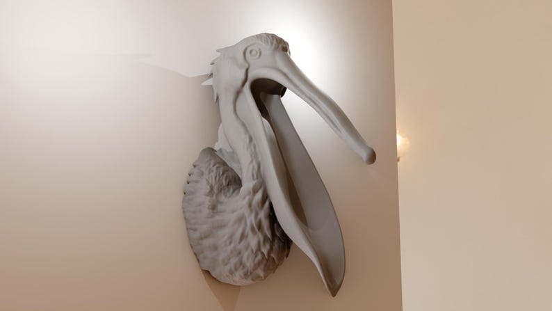 Pelican Head Wall Mount Mouth Open 3d Printing STL File - Etsy