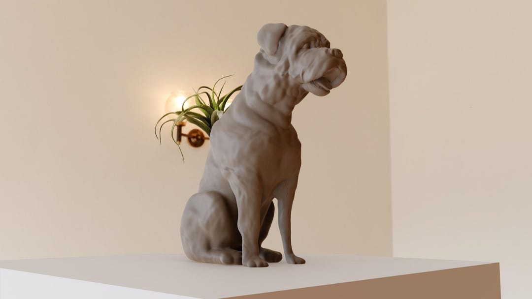 Boxer Dog Sitting Mouth Open Planter Pot Flower Vase 3d Printing STL ...