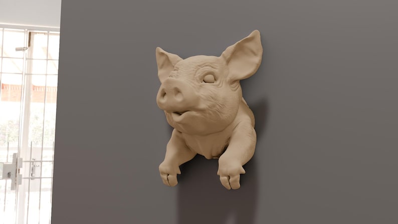 Pig With Arms Wall Mount Decor Art 3d Printing STL File - Etsy