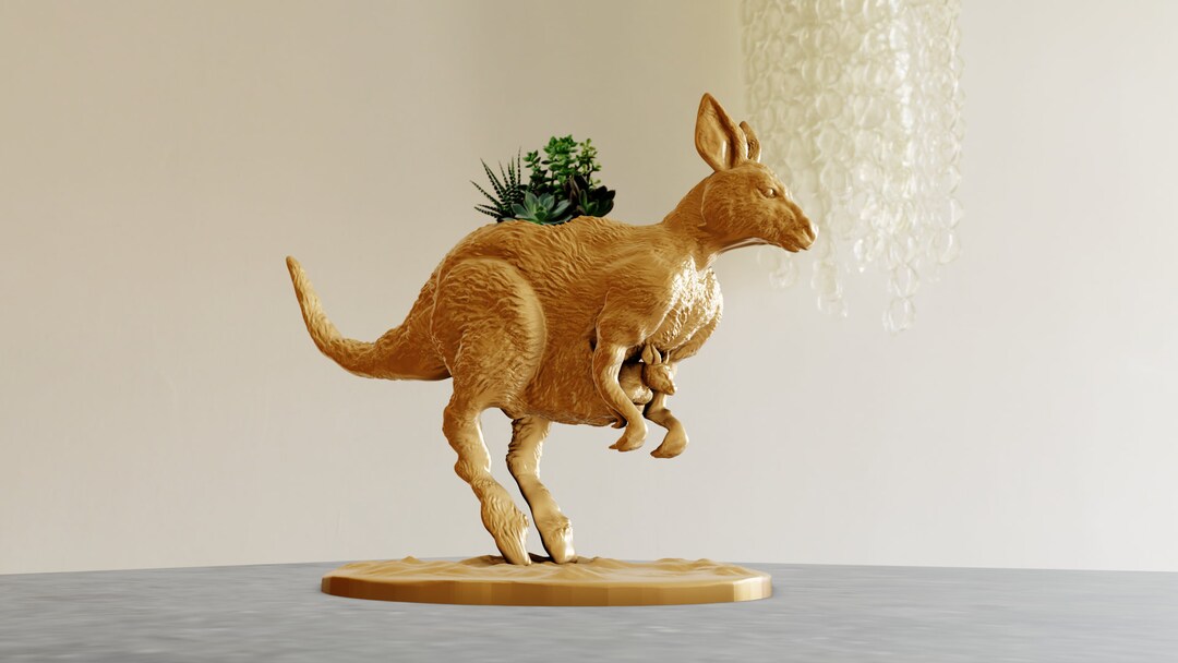 Kangaroo Running With Calf Planter Pot Flower Vase 3d Printing STL File ...
