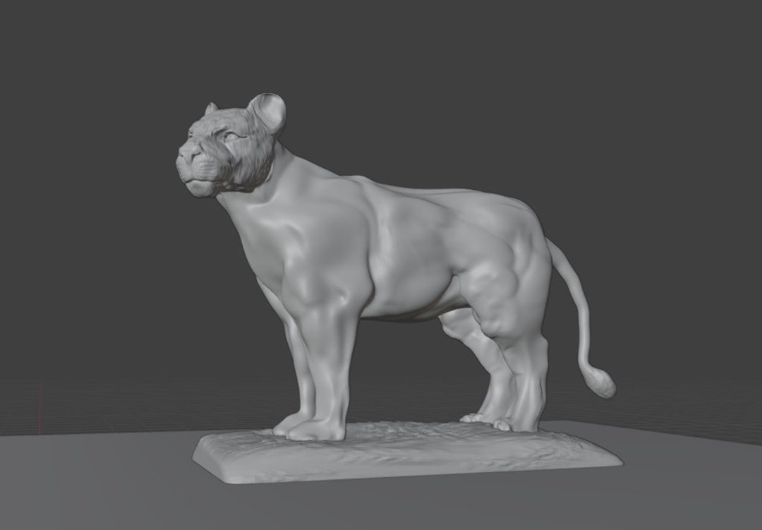 Lioness Looking Left Statue STL File - Etsy