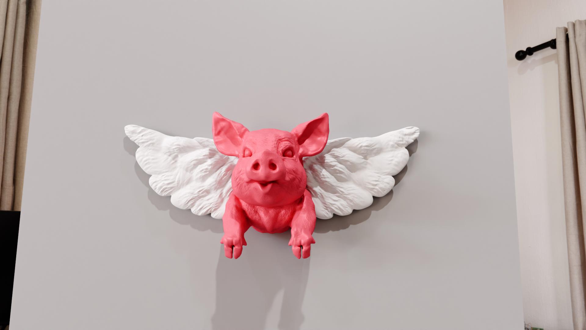 Pig Flying With Wings Wall Mount Decor STL File - Etsy