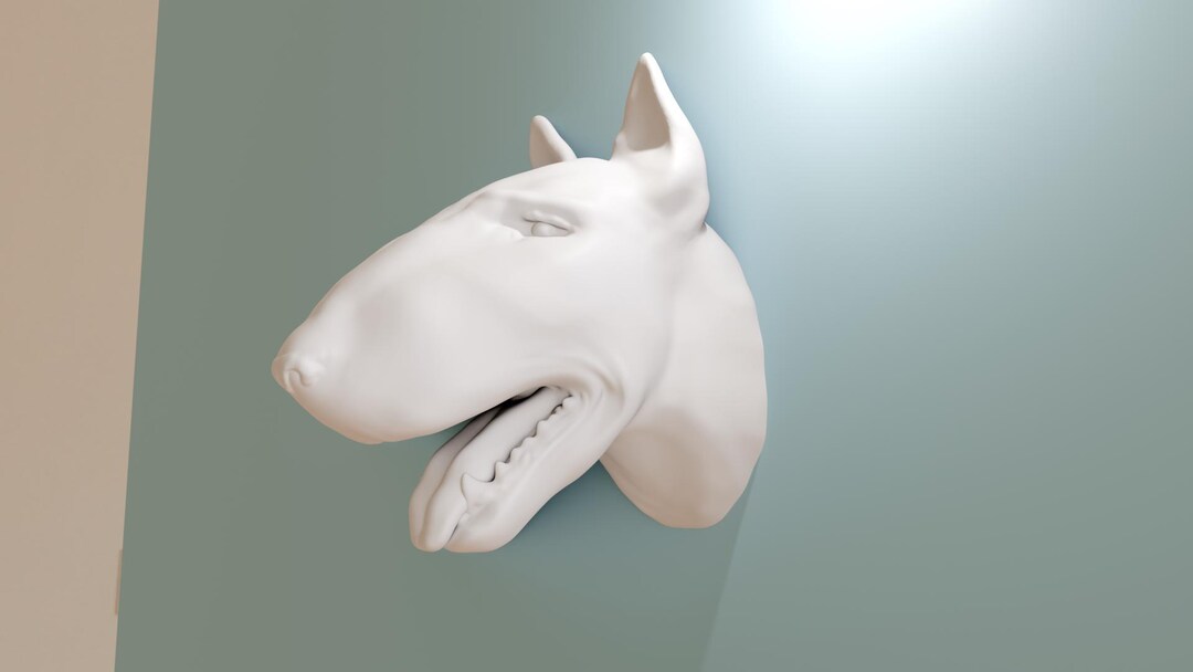 Bull Terrier Dog Head Wall Mount Mouth Open 3d Printing STL File - Etsy