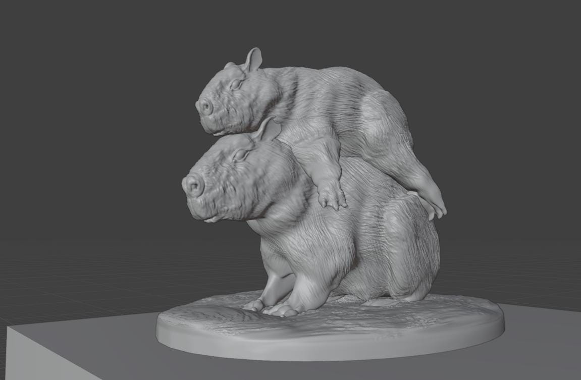 Capybaras Playful 3d Printing STL File - Etsy