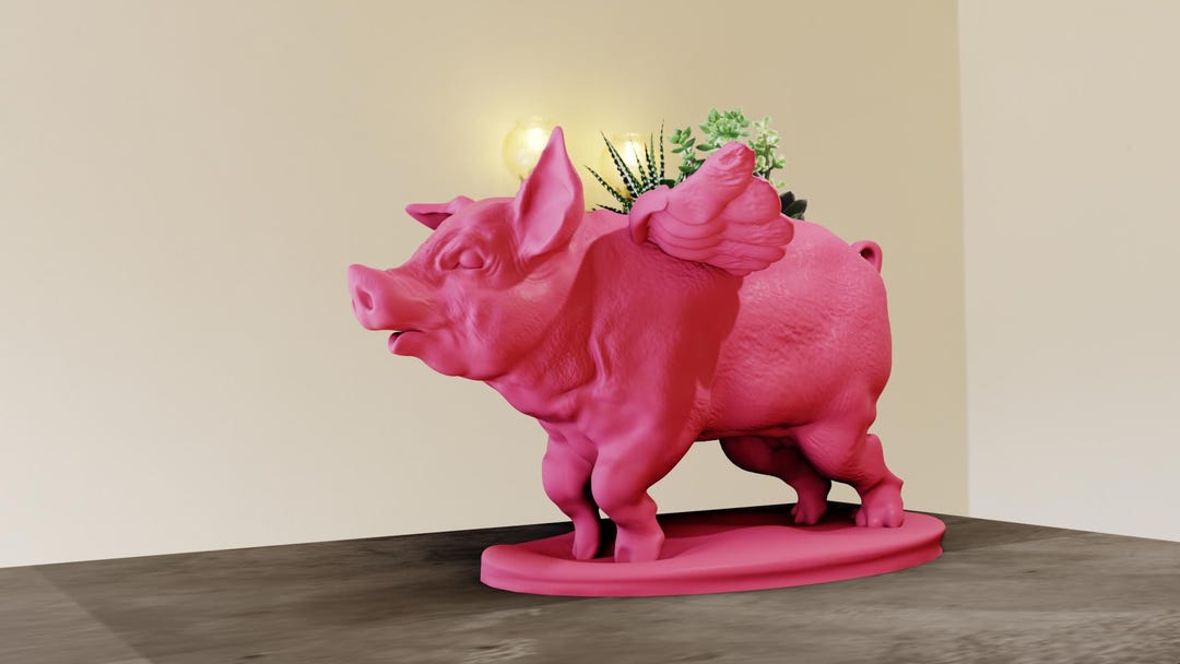 Flying Pig Planter Pot Flower Vase 3d Printing STL File - Etsy