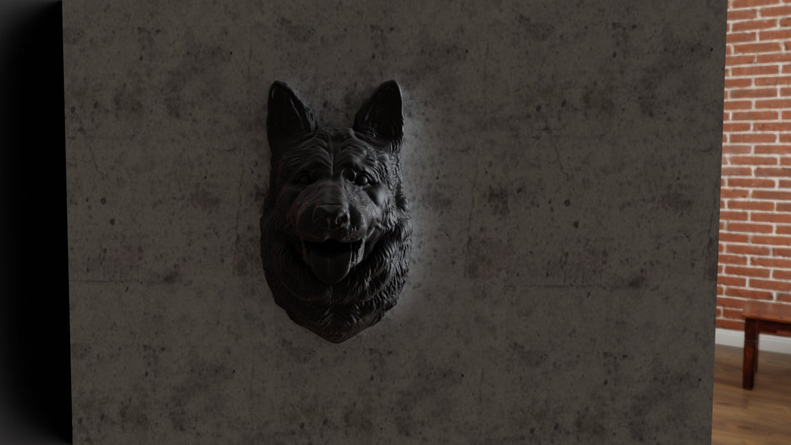 German Shepherd Dog Head Wall Mount 3d Printing STL File - Etsy