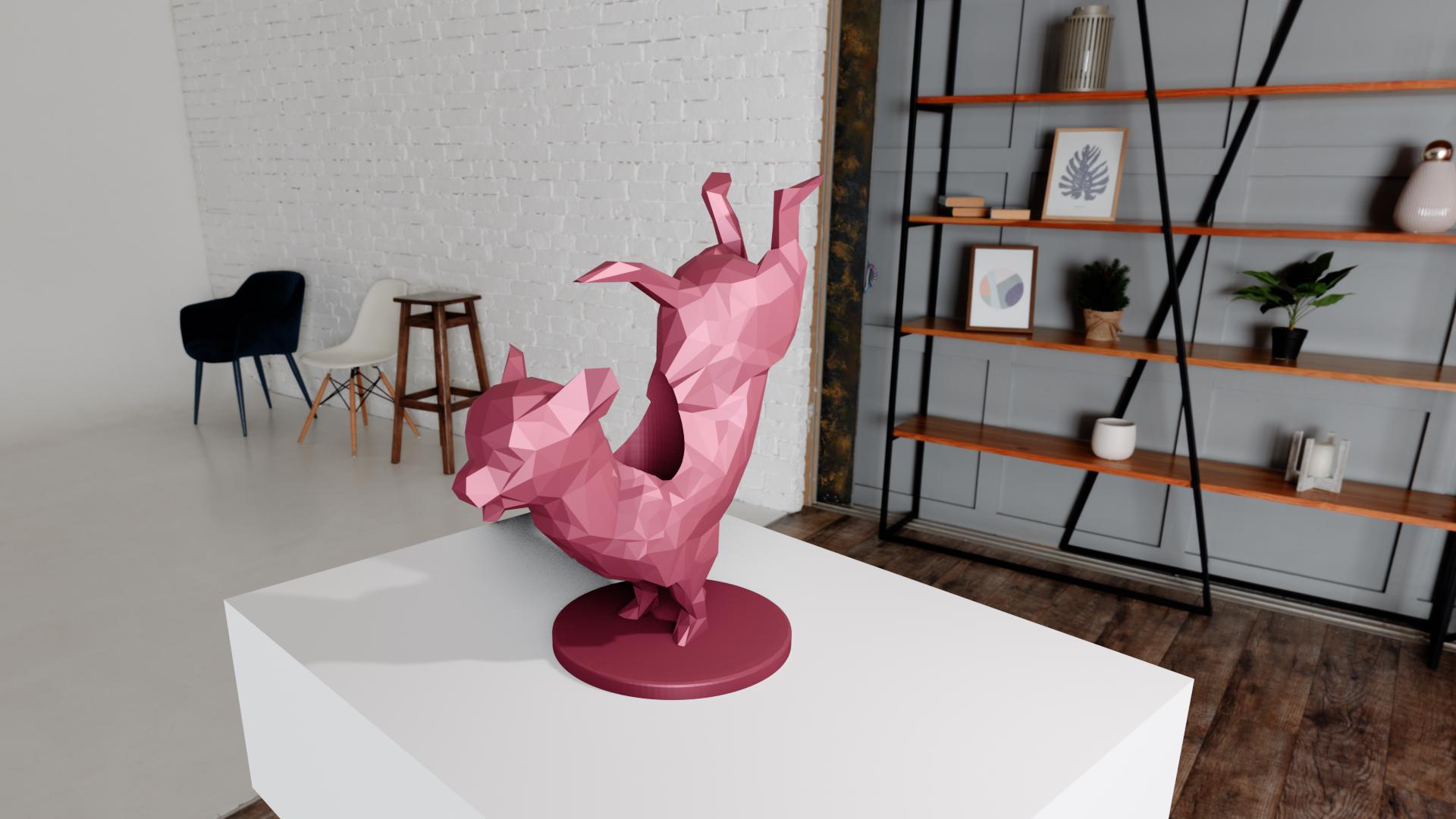 Chihuahua Handstand Low Poly Planter Flower Vase Pot 3d Print STL File ...