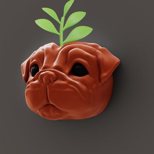 Pug Head Planter Wall Mount STL 3d Printing STL File - Etsy