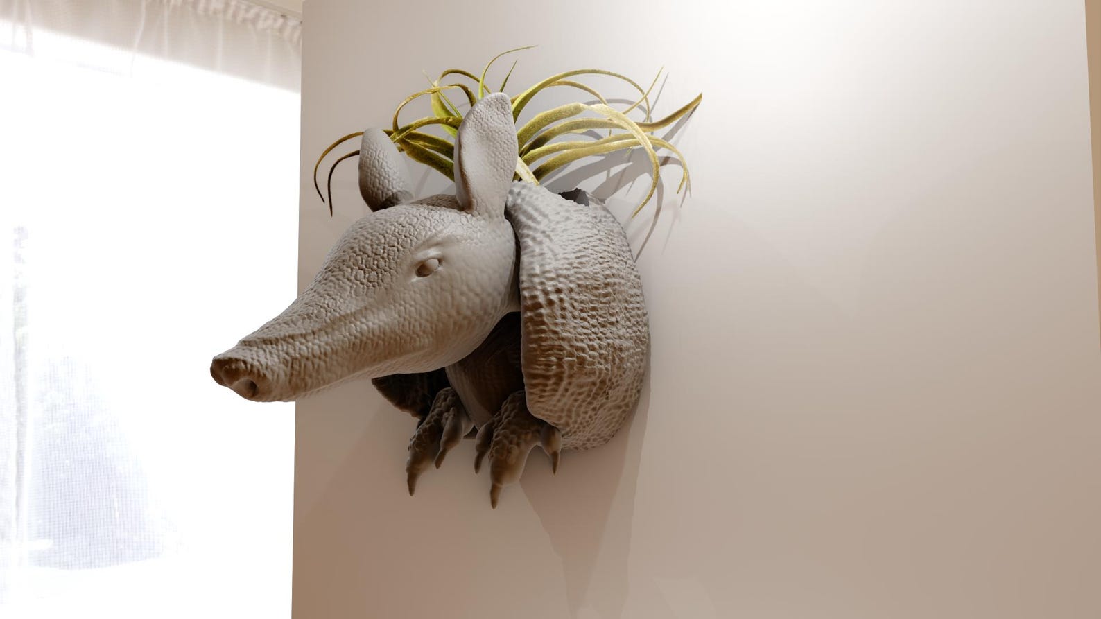 Armadillo Head Wall Mount Planter Pot Flower Vase 3d Printing STL File ...