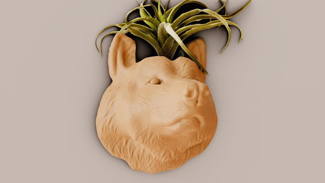 Akita Inu Dog Head Wall Mount Planter Pot Flower Vase 3d Printing STL ...