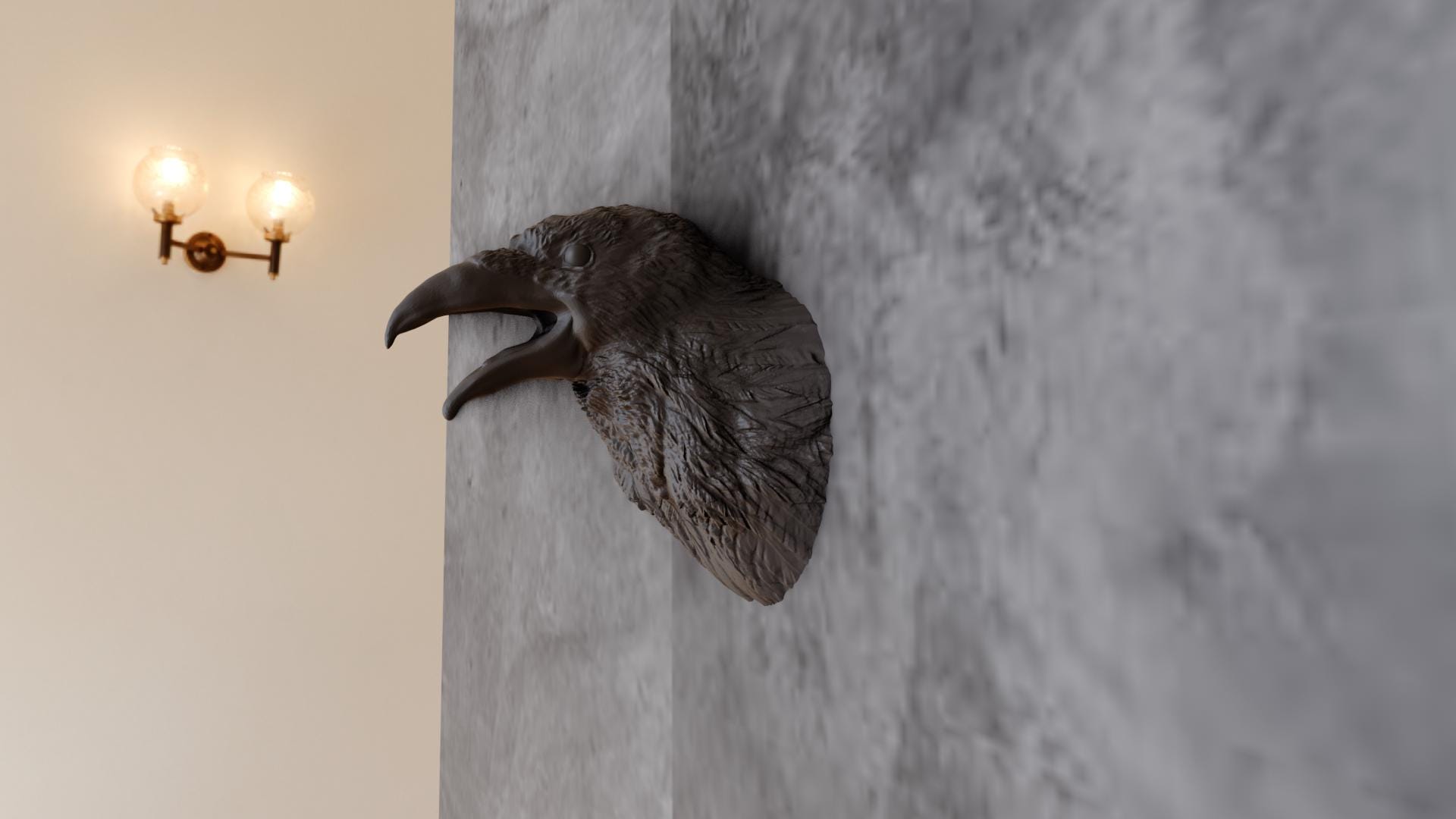 Raven Crow Crowing Head Wall Mount 3d Printing STL File - Etsy