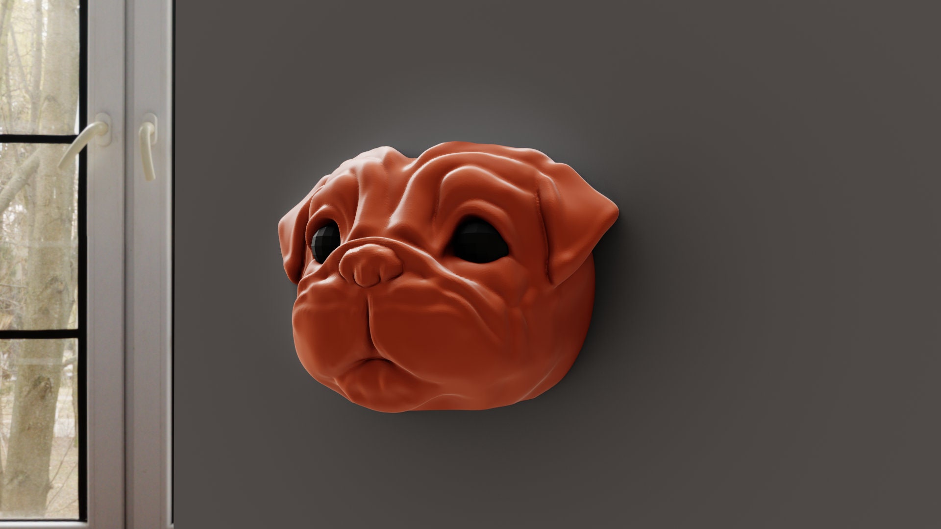 Pug Head Planter Wall Mount STL 3d Printing STL File - Etsy