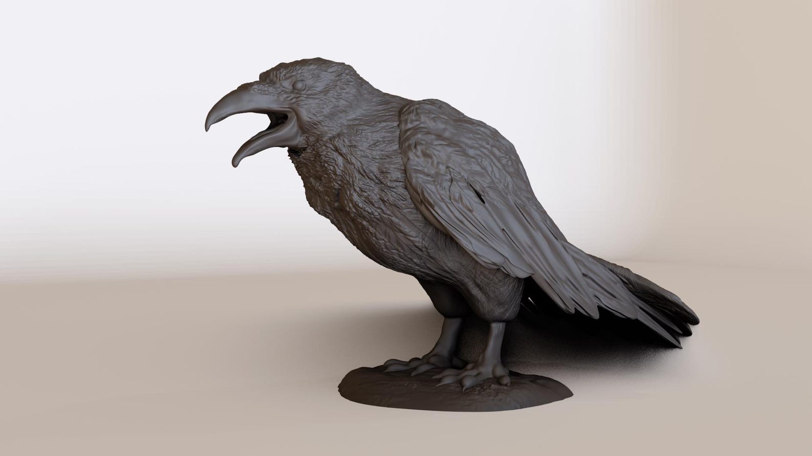 Raven Crowing Sitting 3d Printing STL File - Etsy