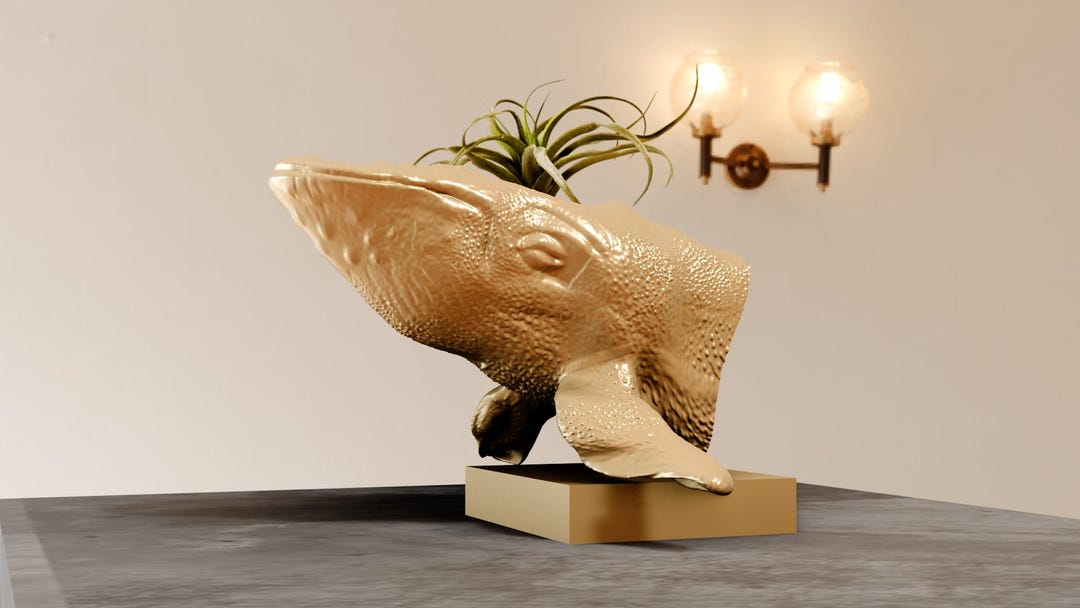 Whale Bust Planter Pot Flower Vase Blue Whale Sperm Whale 3d Printing ...