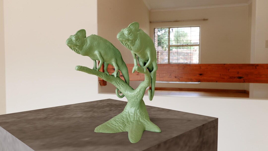 Chameleons on a Tree 3d Printing STL File - Etsy