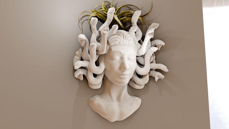 Medusa Head Wall Mount Mythical Planter Pot Flower Vase 3d Printing STL ...