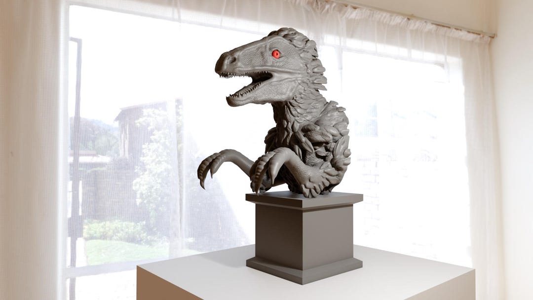 Velociraptor Head Bust With Arms Roaring 3d Printing STL File - Etsy