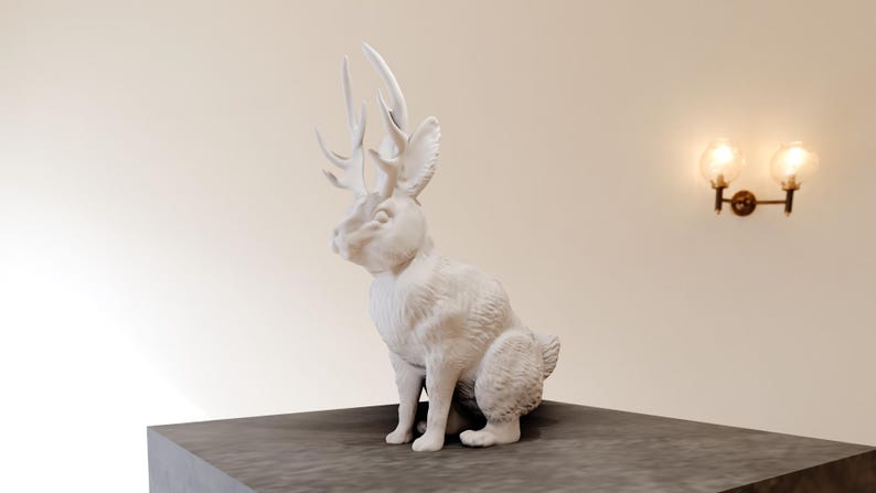 Jackelope Rabbit Mythical Cryptid 3d Printing STL File - Etsy