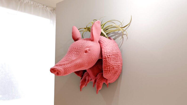 Armadillo Head Wall Mount Planter Pot Flower Vase 3d Printing STL File ...