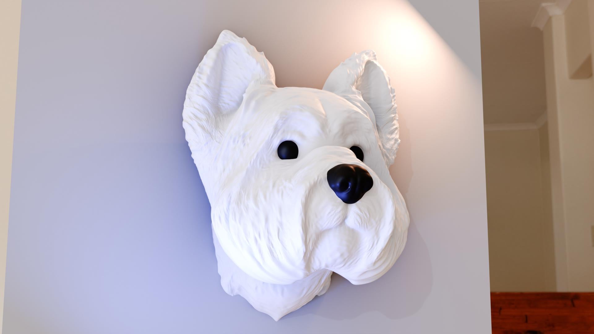 Westie White Highland Terrier Dog Head Wall Mount 3d Printing STL File ...