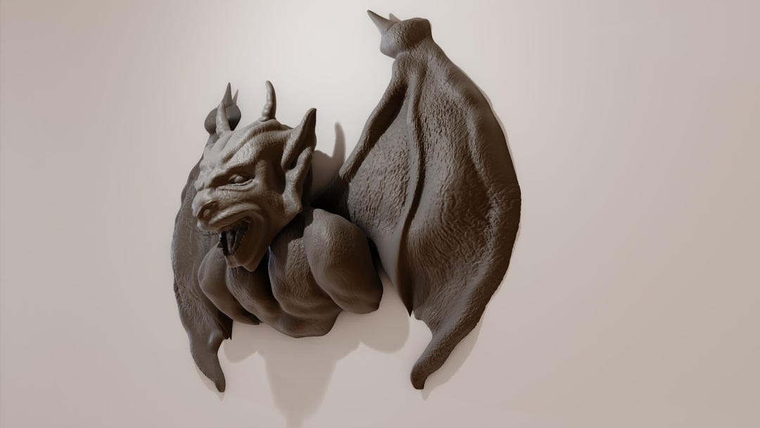 Gargoyle With Wings Roaring Statue Wall Mount 3d Printing STL File - Etsy
