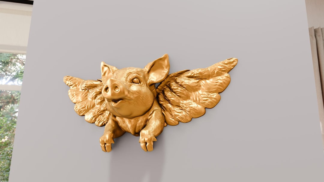 Pig Flying With Wings Wall Mount Decor STL File - Etsy