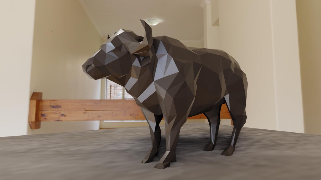 Cape Buffalo Low Poly 3d Printing STL File - Etsy
