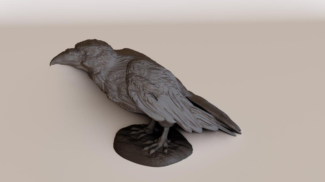 Raven Sitting 3d Printing STL File - Etsy