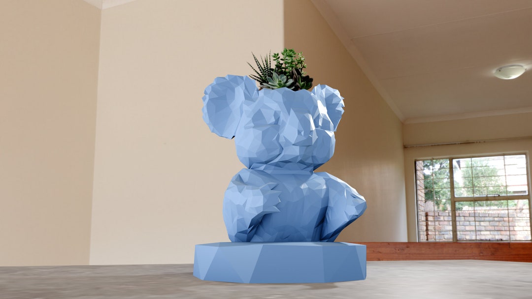 Koala Bust Statue Planter Pot Flower Vase Low Poly 3d Printing STL File ...