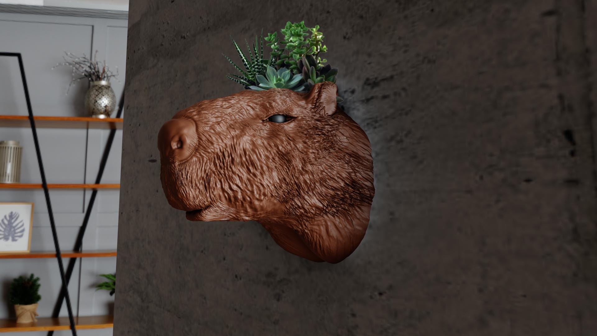 Capybara Head Wall Planter Pot Flower Vase 3d Printing STL File - Etsy