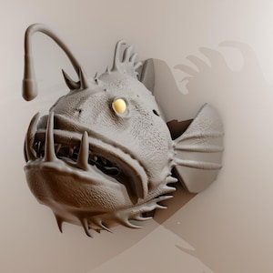 Anglerfish Head Wall Mount 3d Printing STL File - Etsy