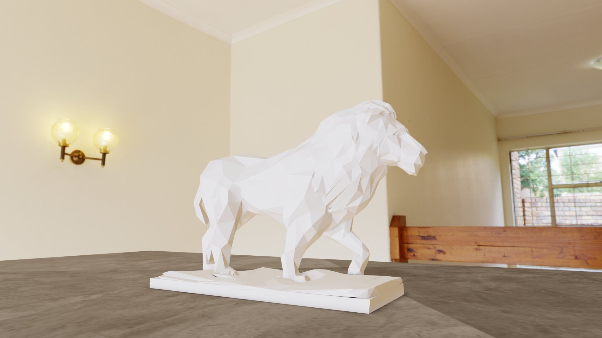 Lion Low Poly Statue Stl 3d Print File - Etsy