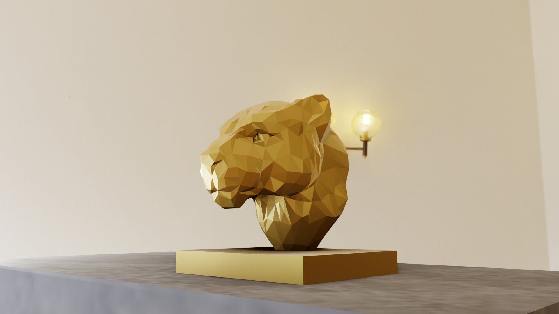 Lioness Low Poly Bust Statue STL File - Etsy
