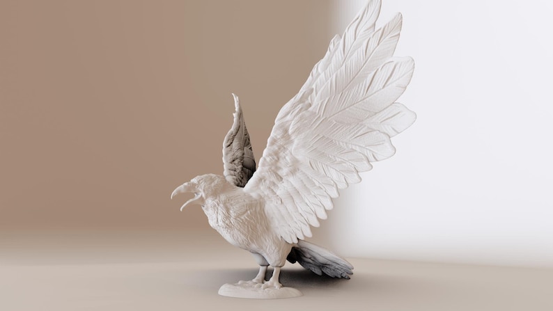 Raven Spreading Wings Crowing Sitting 3d Printing STL File - Etsy