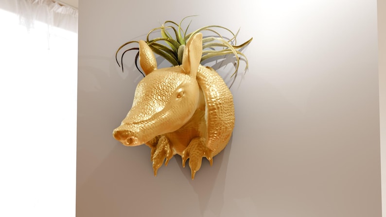 Armadillo Head Wall Mount Planter Pot Flower Vase 3d Printing STL File ...