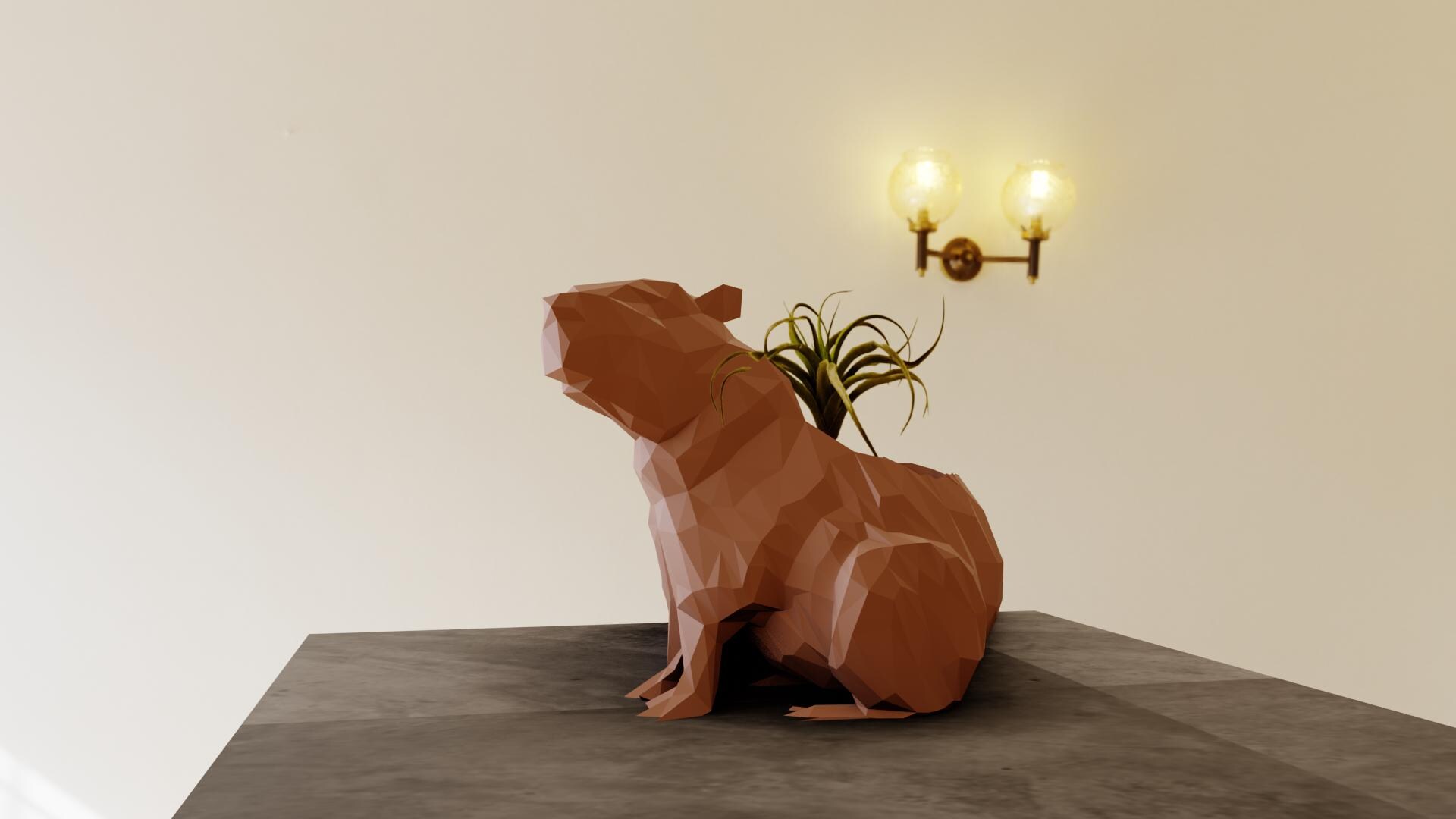 Capybara Sitting Looking up Low Poly Planter Pot Flower Vase 3d ...