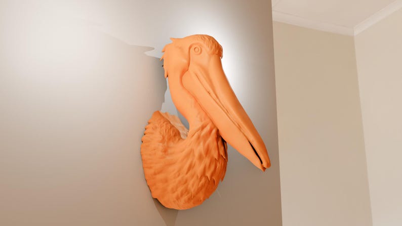 Pelican Head Wall Mount 3d Printing STL File - Etsy