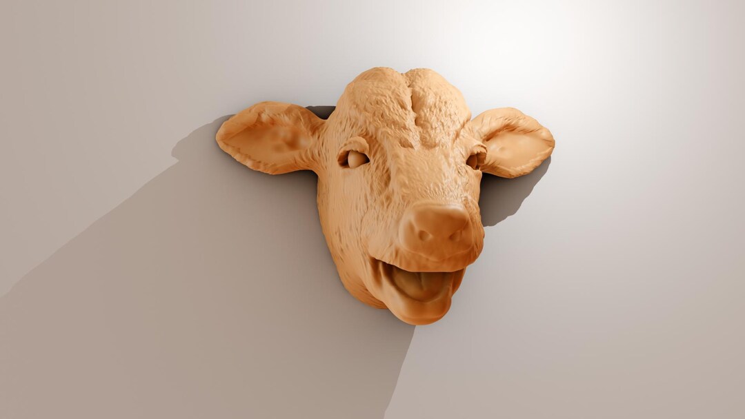 Cow Calf Head Mouth Open Wall Mount 3d Printing STL File - Etsy