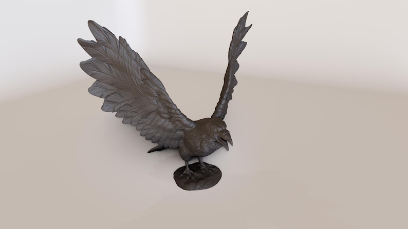 Raven Spreading Wings Crowing Sitting 3d Printing STL File - Etsy