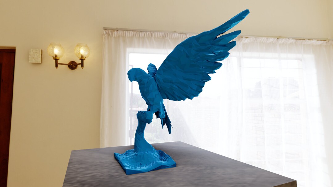 Macaw Flying Pose Statue Low Poly Stl 3d Print File - Etsy