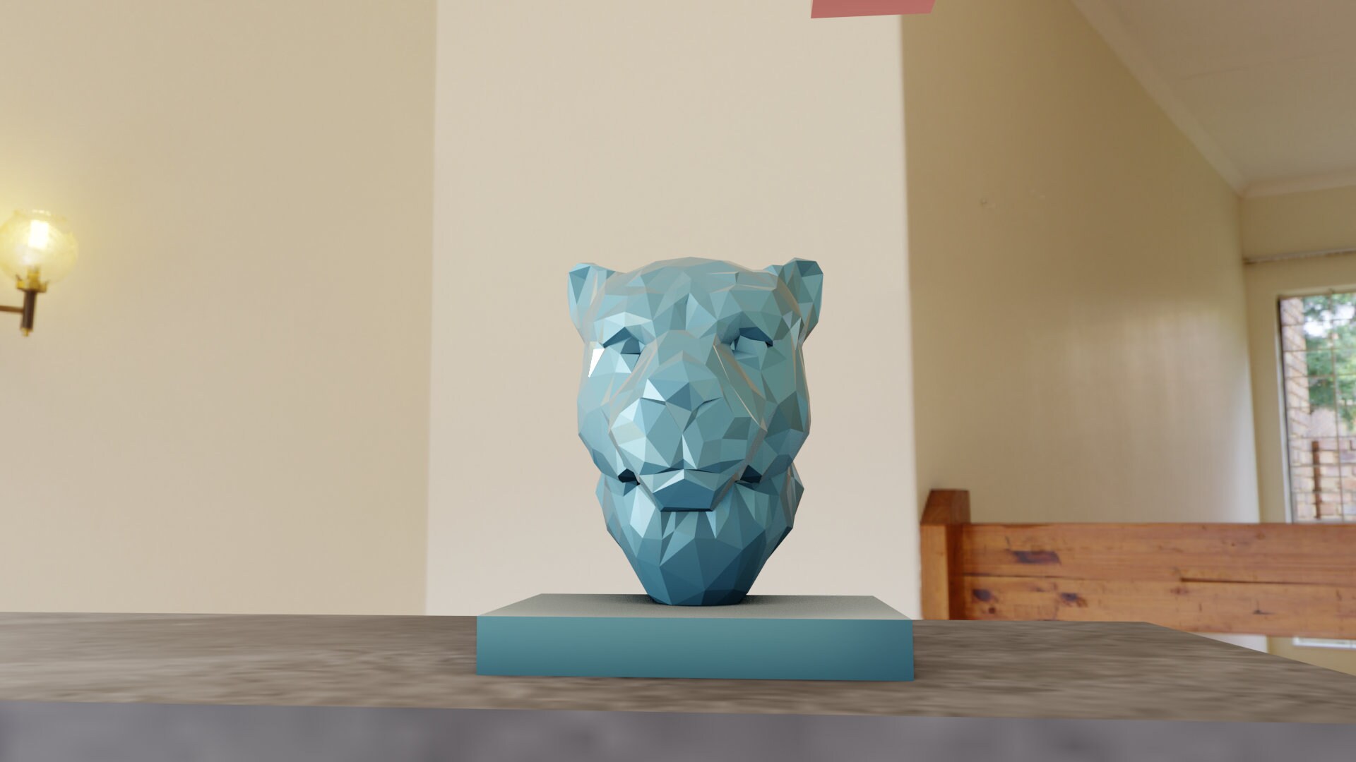 Lioness Low Poly Bust Statue STL File - Etsy