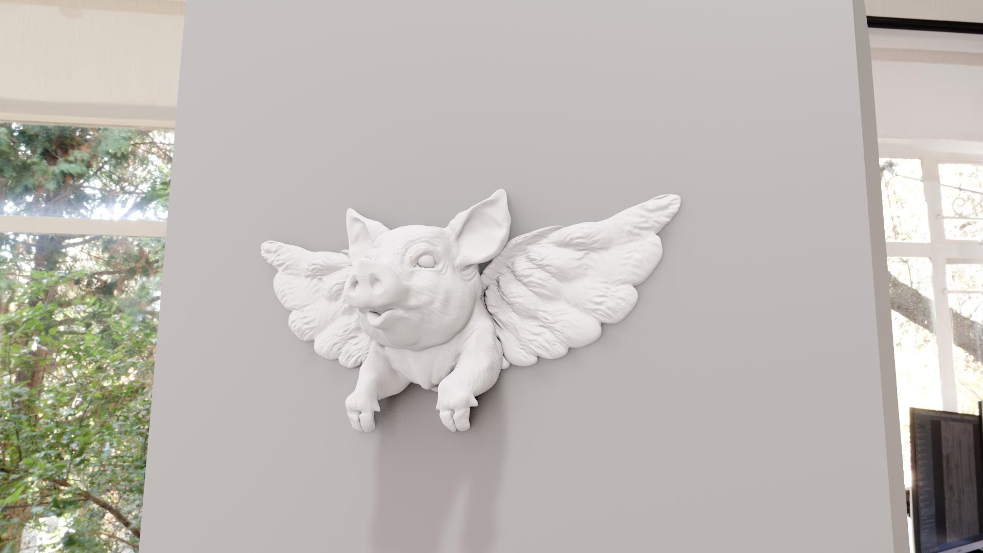 Pig Flying With Wings Wall Mount Decor STL File - Etsy