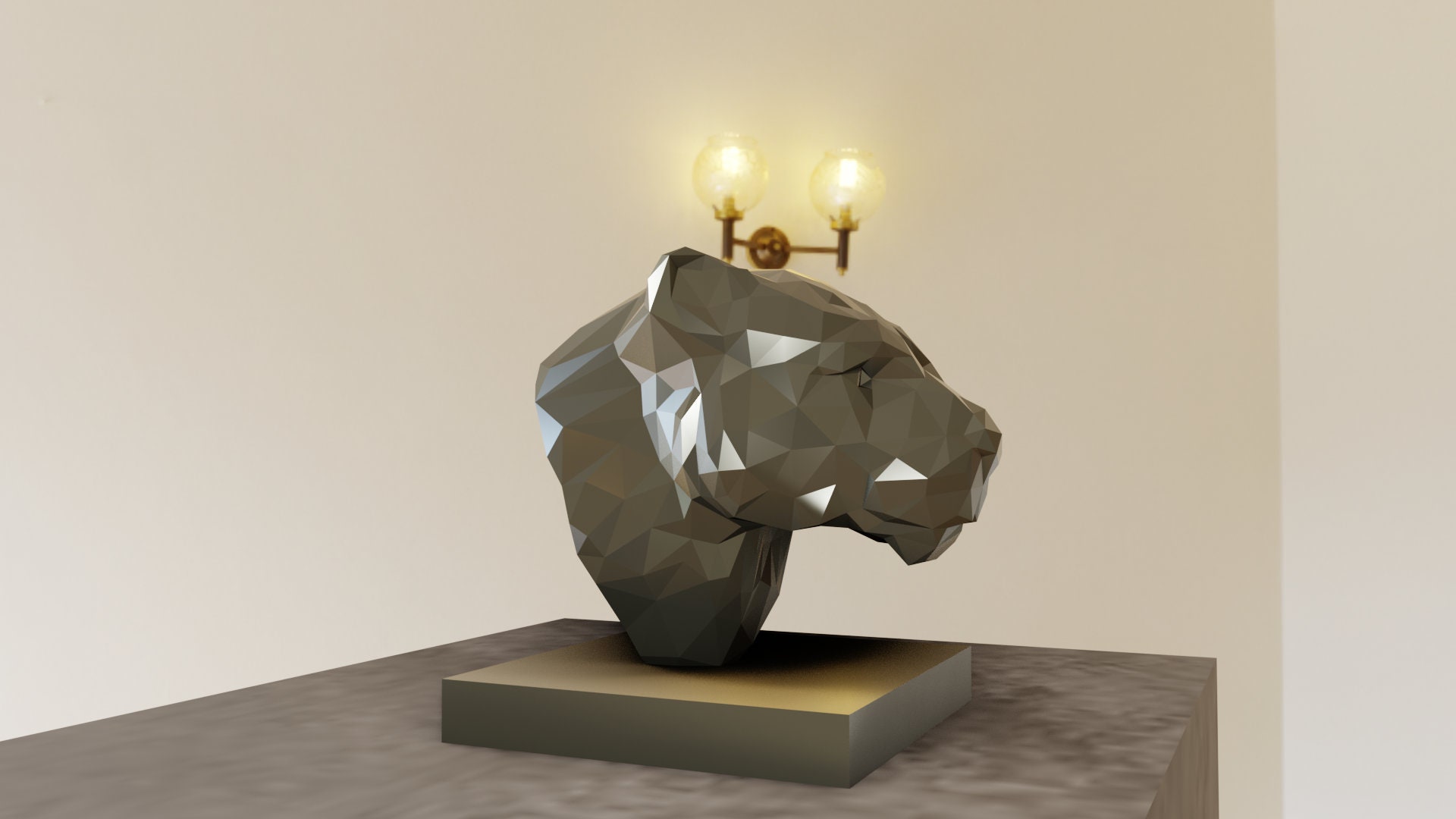 Lioness Low Poly Bust Statue STL File - Etsy