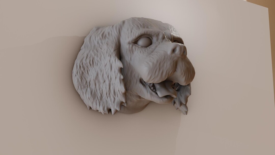 Cavalier King Charles Dog Head Wall Mount Smiling 3d Printing STL File ...