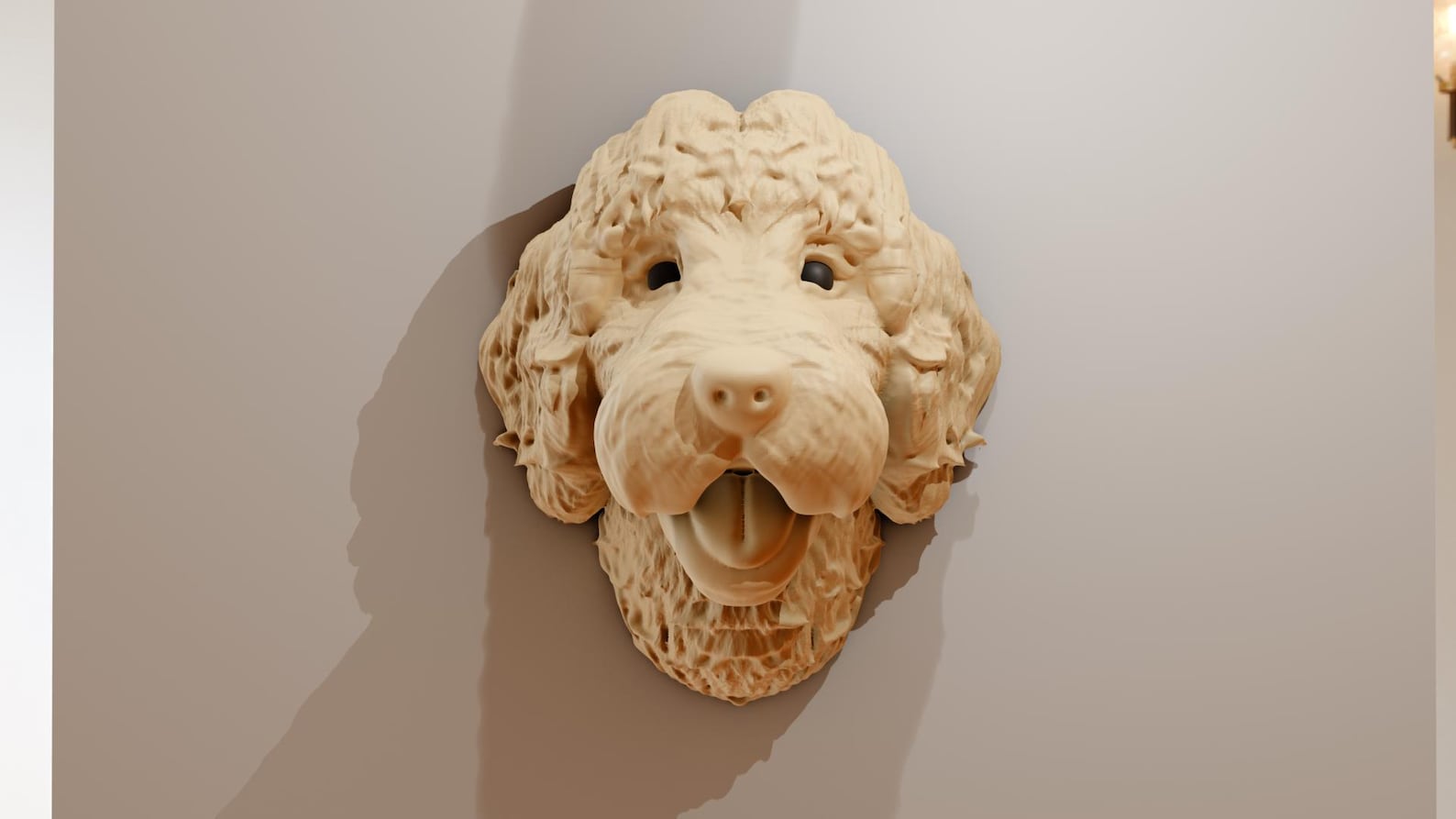 Golden Doodle Dog Head Mouth Open Wall Mount 3d Printing STL File - Etsy