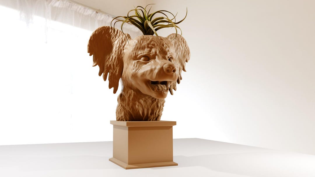 Papillon Dog Bust Smiling Planter Pot Flower Vase 3d Printing STL File ...