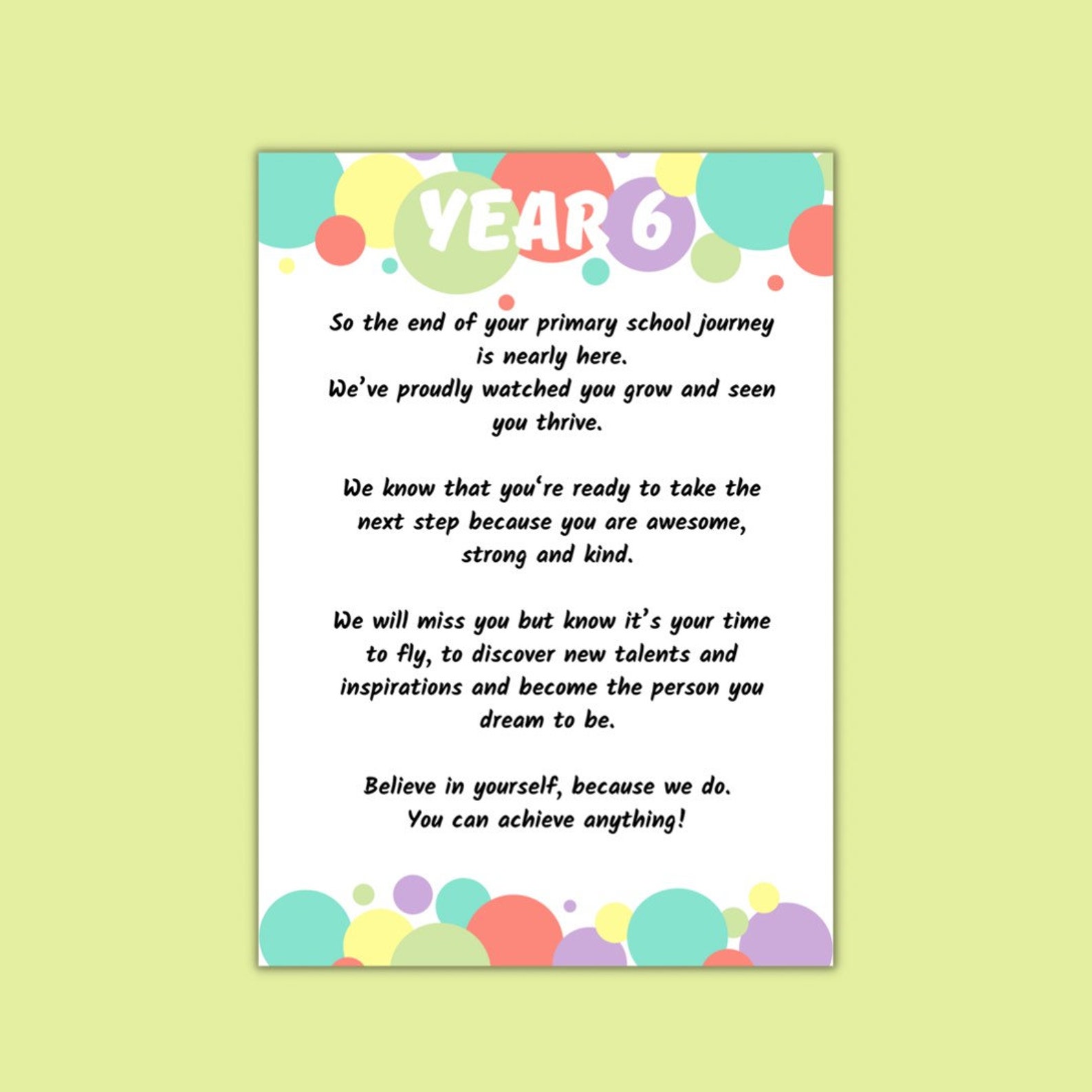 Year 6 Leavers Poem Etsy UK Year 6 Leavers Poem Etsy UK